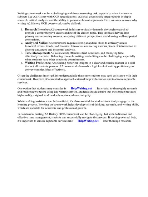 A2 Coursework History Ocr Pdf Critical Thinking Gce Advanced Level United Kingdom