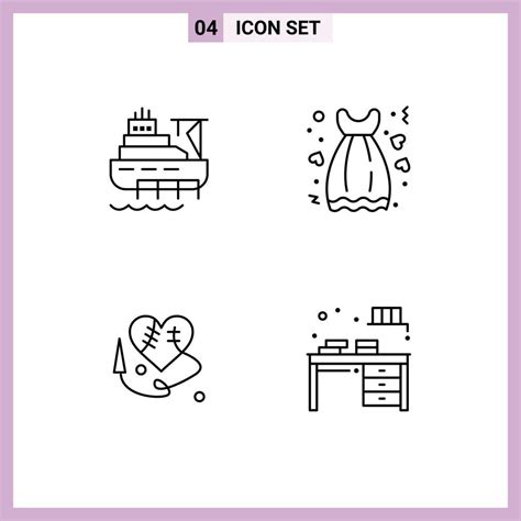 4 User Interface Line Pack Of Modern Signs And Symbols Of Ship Sewing