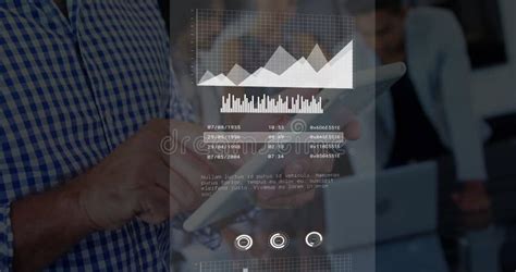 Mature Man Tapping Tablet In Finance Office Showing Floating Line