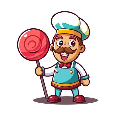 Illustrate Cheerful Whimsical Candy Maker Stock Vector Illustration