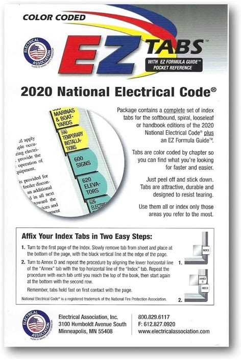 Buy Nec Ez Tabs Colored With Formula Guide Reference Cards Based On National Electrical