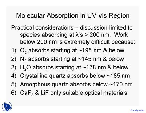 Molecular Absorption In Uv Vis Region Advanced Analytical Chemistry