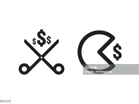美元減少圖示貨幣上升下降符號商業剪刀削減成本削減圖示在白色的背景向量插圖向量圖形及更多低圖片 低 價格 削減 Istock