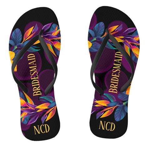 Violet Tropical Birds Of Paradise Bridesmaids Flip Flops Zazzle