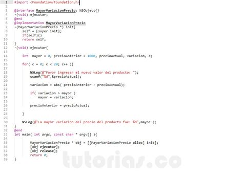 POO Objective C Mayor Variacion De Precio Tutorias Co