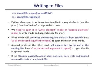 Python Programming ADP VTU CSE 18CS55 Module 3 Chapter 8 B PPT