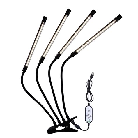 Led 식물 램프 전체 분광학 자연 백색 원격 제어 디밍 식물 성장 램프 전원 36w 4 헤드