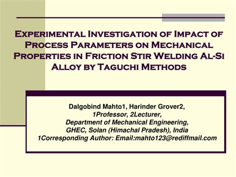 Pdf Friction Stir Welding Ppt