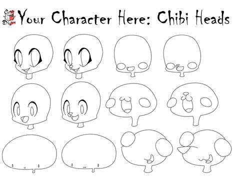 12 Chibi Heads Ych Base Black And White Free2use By Sampledragon On