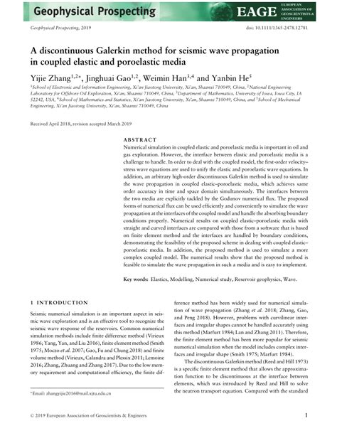 Pdf A Discontinuous Galerkin Method For Seismic Wave Propagation In Coupled Elastic And