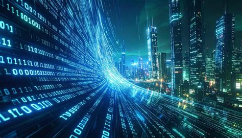 Binary Data Streams Through A Futuristic Stock Illustration