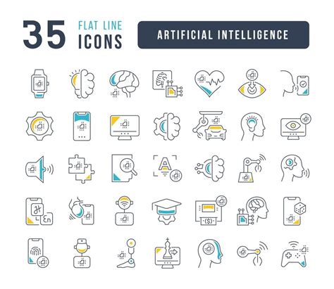 Set Of Linear Icons Of Artificial Intelligence Vector Art At Vecteezy