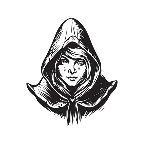 duende encapuchado Clásico logo línea Arte concepto negro y blanco