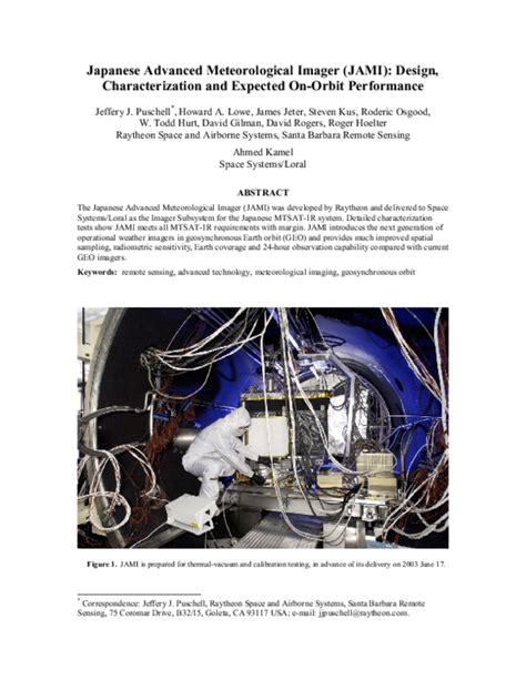 Pdf Japanese Advanced Meteorological Imager Jami Design Characterization And Expected On