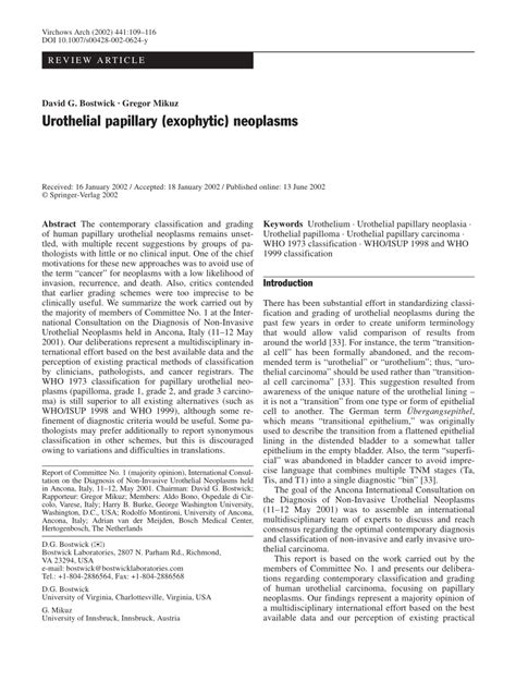 Pdf Urothelial Papillary Exophytic Neoplasms