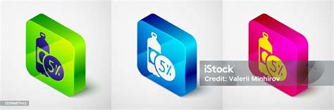 회색 배경에 격리 된 등색 맥주 병 아이콘 정사각형 버튼입니다 벡터 0명에 대한 스톡 벡터 아트 및 기타 이미지 0명 3차원 형태 Ale Istock