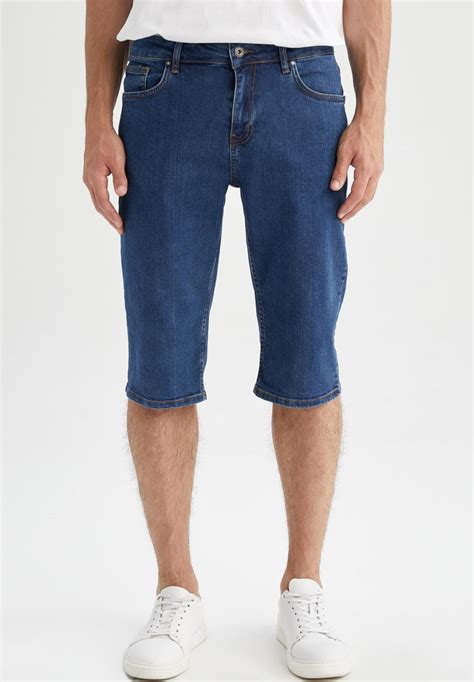 Defacto Regular Fit Jeans Shorts Blue Dunkelblau Zalando De