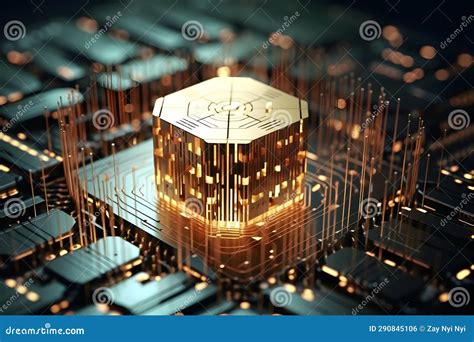 Data Storage Cube Between Pathways Quantum Computing Database Cloud Computing Concept Stock