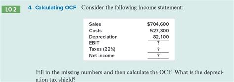solved calculating ocfconsider the following income