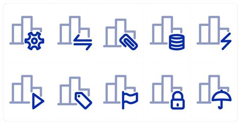 a set of 10 bar graph icons as graph setting graph sync graph link