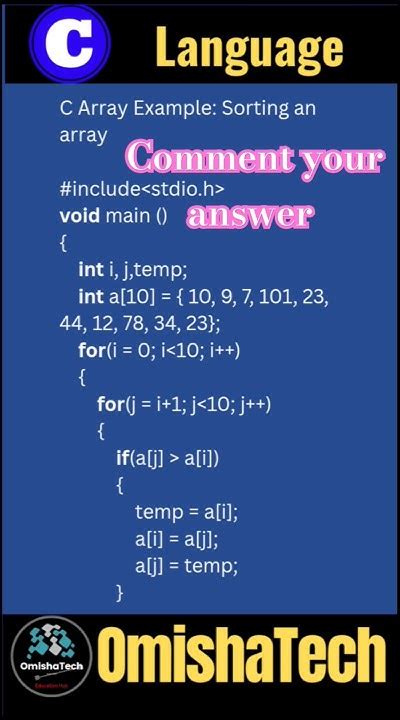 C Array Example Sorting An Arraystrings Cprogramming Programming
