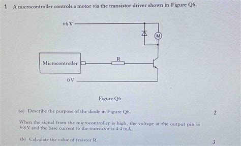 solved 1 a microcontroller controls a motor via the transistor driver