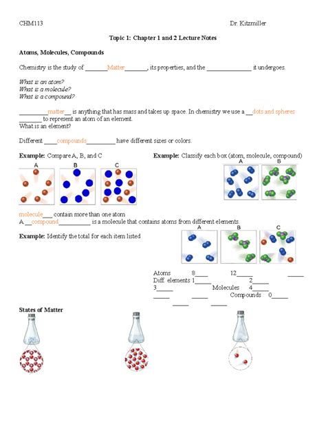 CHM113 T1 Ch1and2 Lecture Notes CHM113 Dr Kitzmiller Topic 1