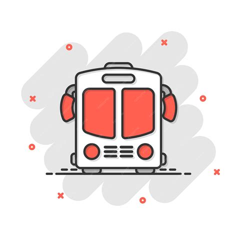 만화 스타일의 버스 아이콘 흰색 격리 된 배경에 코치 자동차 만화 벡터 일러스트 레이 션 Autobus 시작 효과 비즈니스 개념