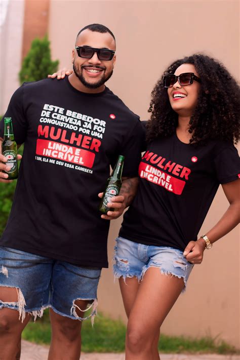 KIT 2 CAMISETAS CASAL MULHER LINDA E INCRÍVEL