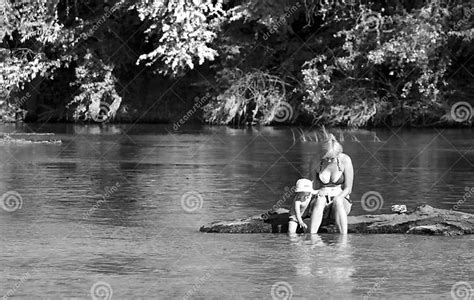 Mother And Son In The River Stock Image Image Of River Woman 160587331