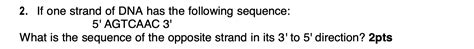 Solved If One Strand Of DNA Has The Following Sequence Chegg