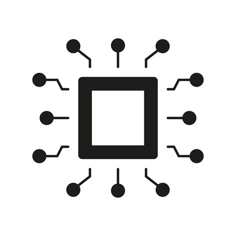 Central Processing Unit Silhouette Icon Micro Chip Board Digital