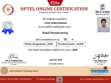 vamsi krishna paidi on linkedin nptel rapidmanufacturing