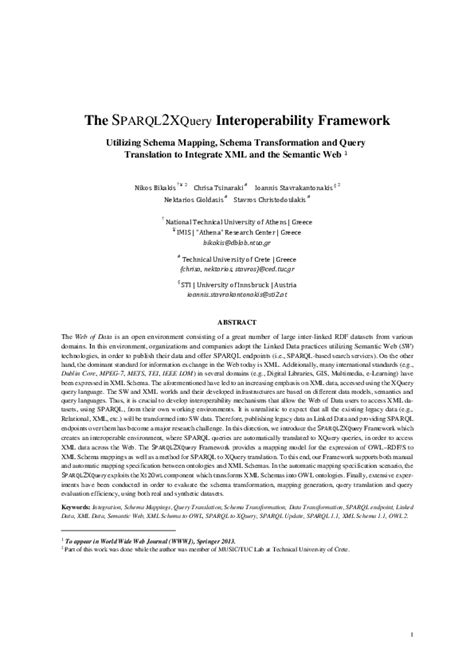 Pdf The Sparql2xquery Interoperability Framework Utilizing Schema