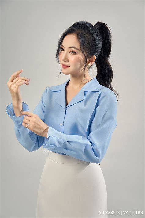 Áo Sơ Mi Tay Dài Basic Xanh Ad 2235 3