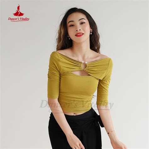 여성용 밸리 댄스 훈련복 반팔 탑 섹시하고 우아한 대형 링 탑 동양의 밸리 댄스 탑 겨울 AliExpress