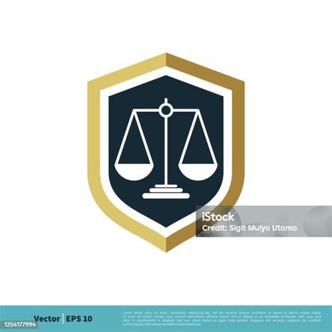 正義圖示向量標誌範本插圖設計的盾牌和比例向量 Eps 10向量圖形及更多商標圖片 商標 盾 法律 Istock
