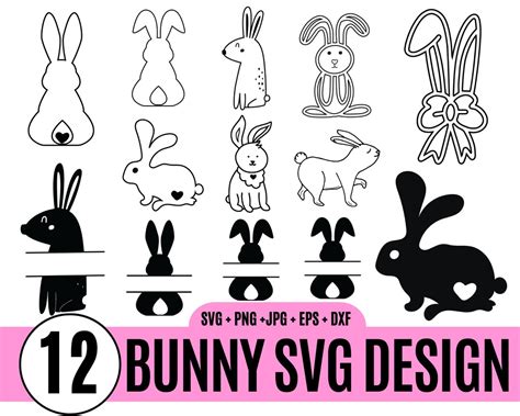 Bunny Svg Bundle Bunny Svg Plotting Tags Name Split Clipart