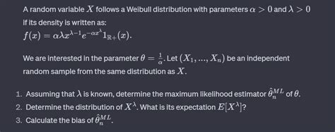 A Random Variable X ﻿follows A Weibull Distribution