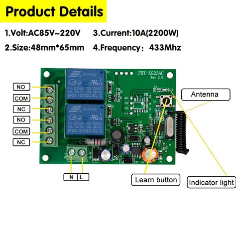 Récepteur Universel Sans Fil RF 433MHz à 2 canaux Compatible avec AC