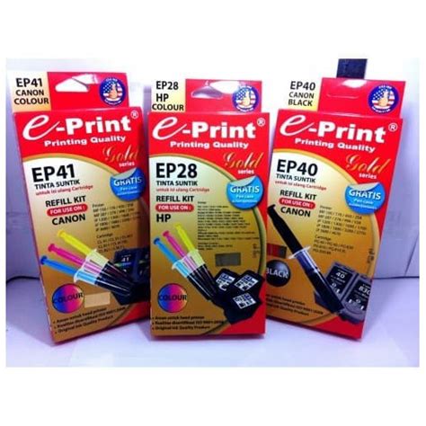 Jual SET Tinta E Print Refill Kit Gold Printer Canon Suntikan Black