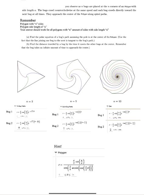 Solved Nnsenie Bugs Placed Corers Of An Polygon With The Satle Pecd