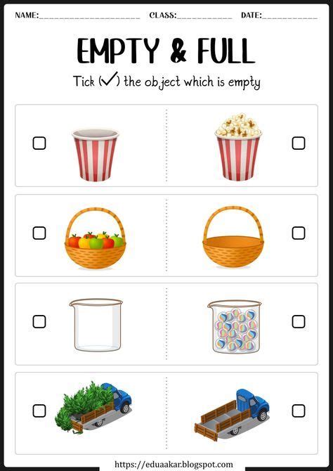 Empty And Full Worksheets For Preschool And Kindergarten In 2024 Fun