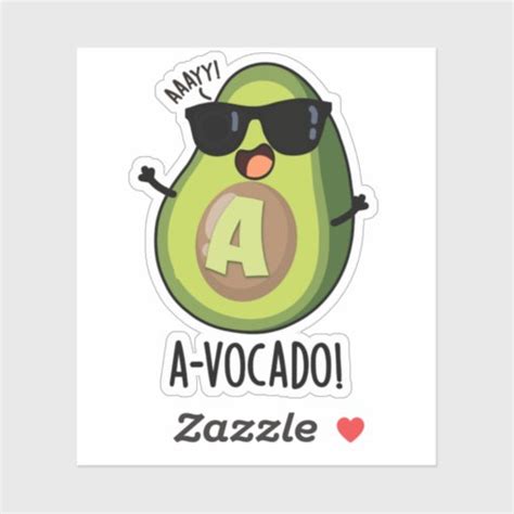 A Vocado Funny Avocado Pun Sticker Zazzle