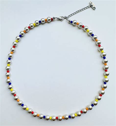 무지개 빈티지 흑진주 목걸이 에이블리