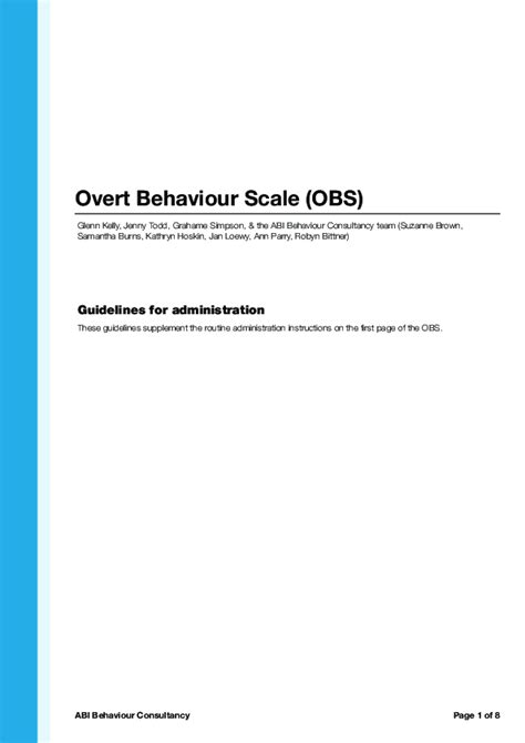 Pdf Overt Behaviour Scale Obs