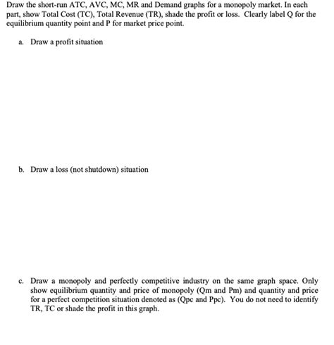 Solved Draw The Short Run ATC AVC MC MR And Demand Graphs Chegg