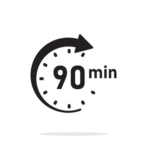 Premium Vector 90 Minutes On Stopwatch Icon In Flat Style Clock Face