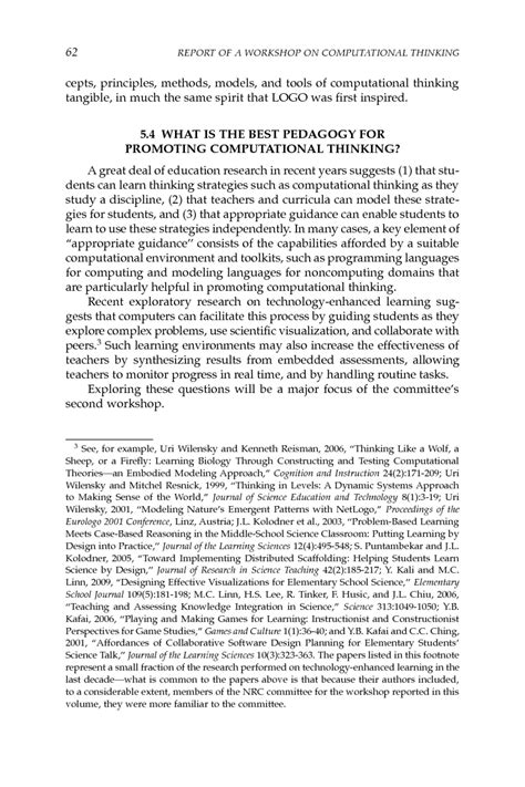 5 Open Questions Report Of A Workshop On The Scope And Nature Of Computational Thinking The