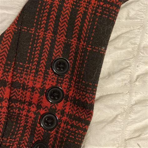Red Plaid Blazer Depop